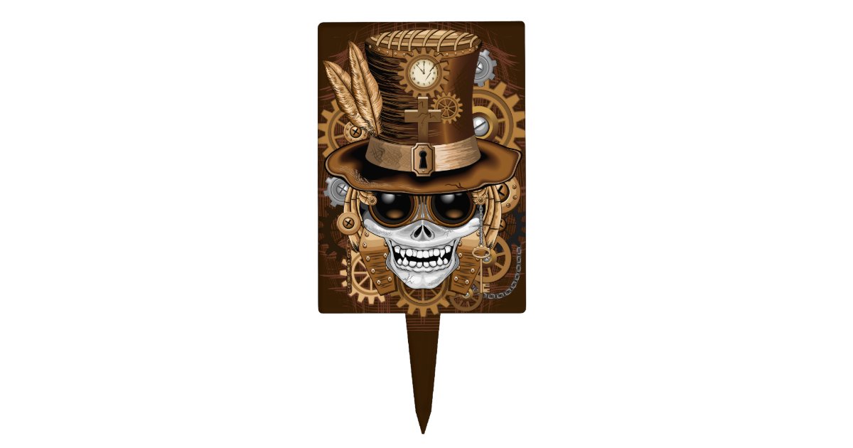Skull Steampunk Voodoo Retro Machine Cake Topper | Zazzle