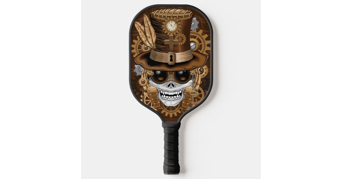 Skull Steampunk Voodoo Retro Machine Pickleball Paddle | Zazzle