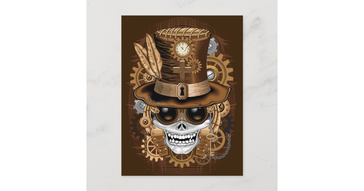 Skull Steampunk Voodoo Retro Machine Postcard | Zazzle