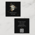 Skull Tattoo Artist QR Code Botanical Square Business Card | Zazzle