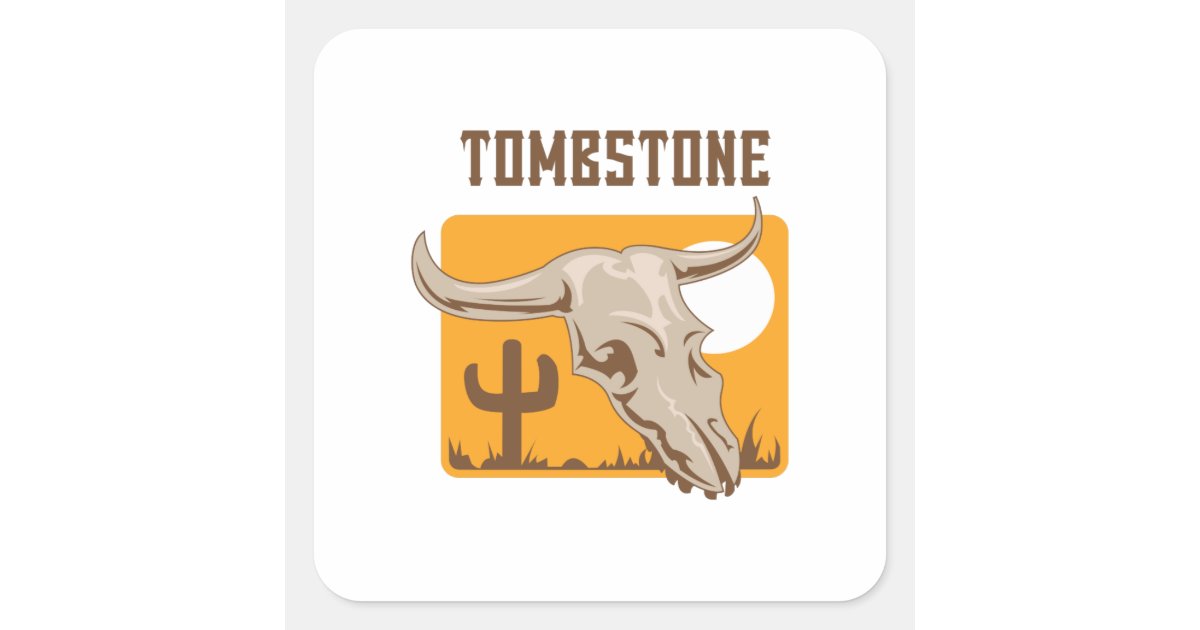 SKULL TOMBSTONE AZ SQUARE STICKER | Zazzle