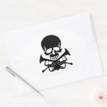 Skull with Trumpets as Crossbones Oval Sticker | Zazzle