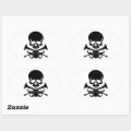 Skull with Trumpets as Crossbones Oval Sticker | Zazzle