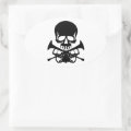 Skull with Trumpets as Crossbones Oval Sticker | Zazzle