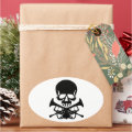 Skull with Trumpets as Crossbones Oval Sticker | Zazzle