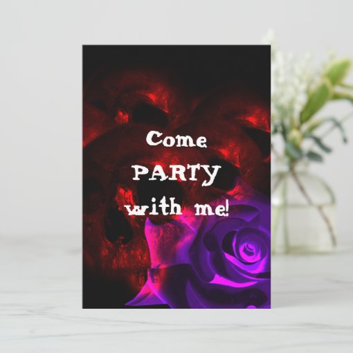 Skulls and Roses Gothic Birthday Invitation | Zazzle