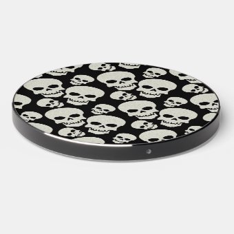 Skulls Black Wireless Charger | Zazzle