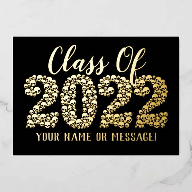 Skulls Class Of 2022 Grad Gold Foil Card | Zazzle