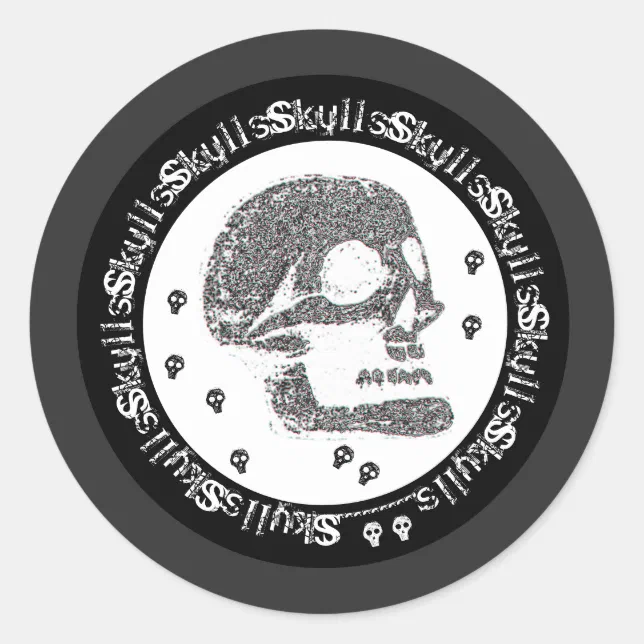 Skulls classic round sticker | Zazzle