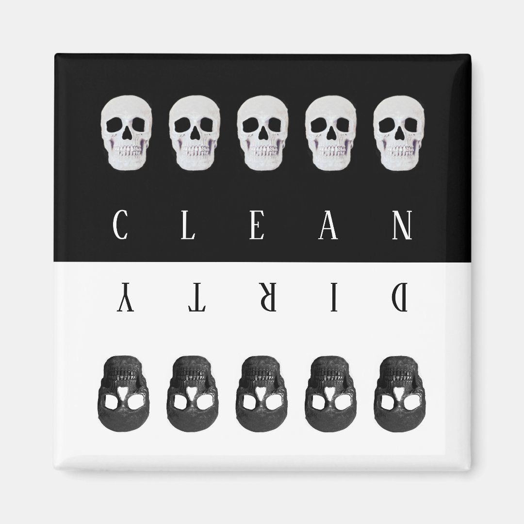Skulls Clean Dirty Black White Reversible Magnet | Zazzle