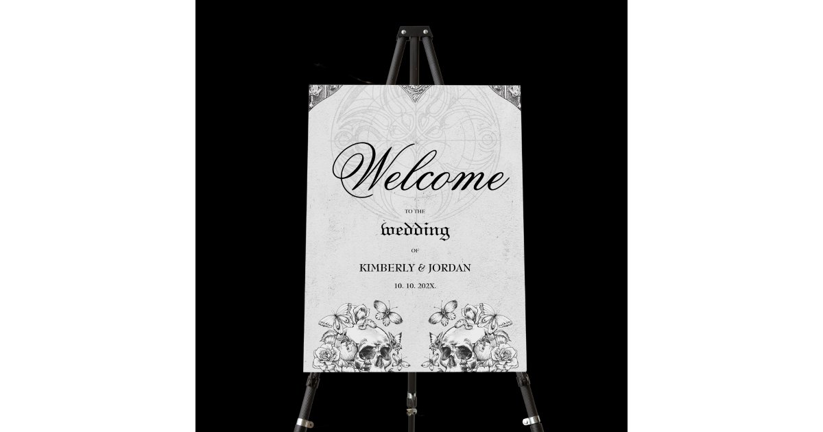 Skulls Gothic Wedding Welcome Sign | Zazzle