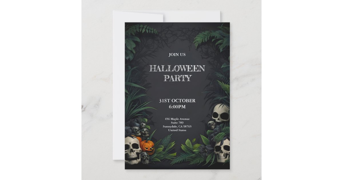 Skulls Halloween party with dark background Invitation | Zazzle
