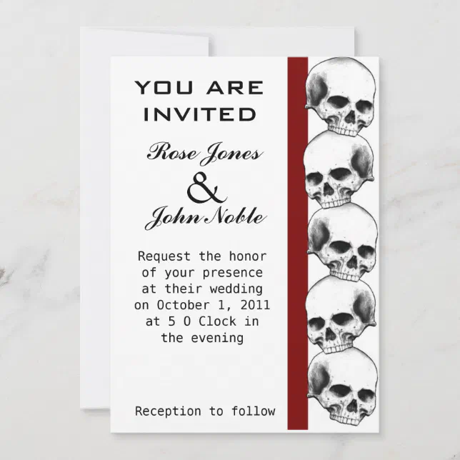 Skulls (Red) Wedding Invitation | Zazzle