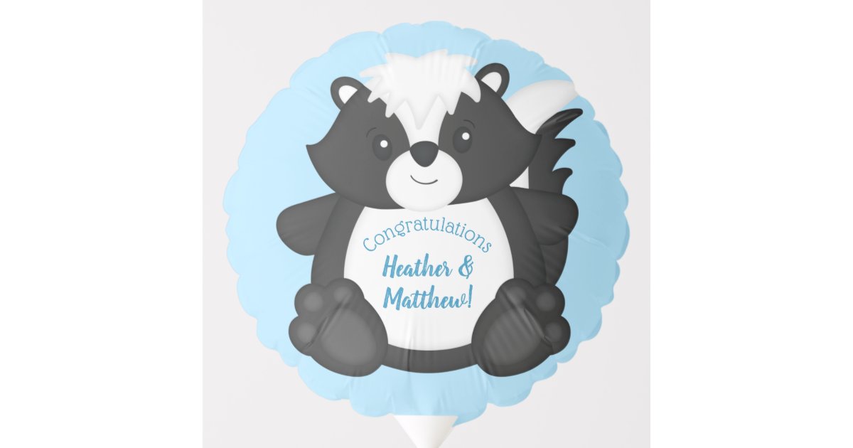 Skunk Baby Shower Blue Balloon | Zazzle