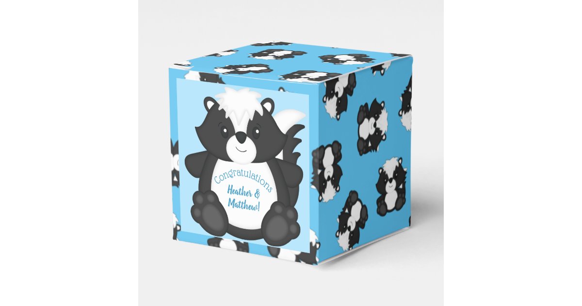 Skunk Baby Shower Blue Favor Boxes | Zazzle