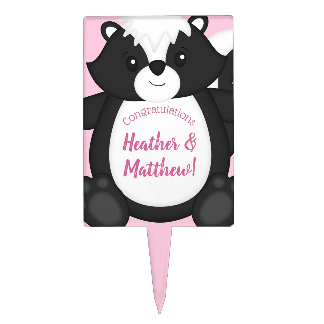 Skunk Baby Shower Pink Cake Topper | Zazzle