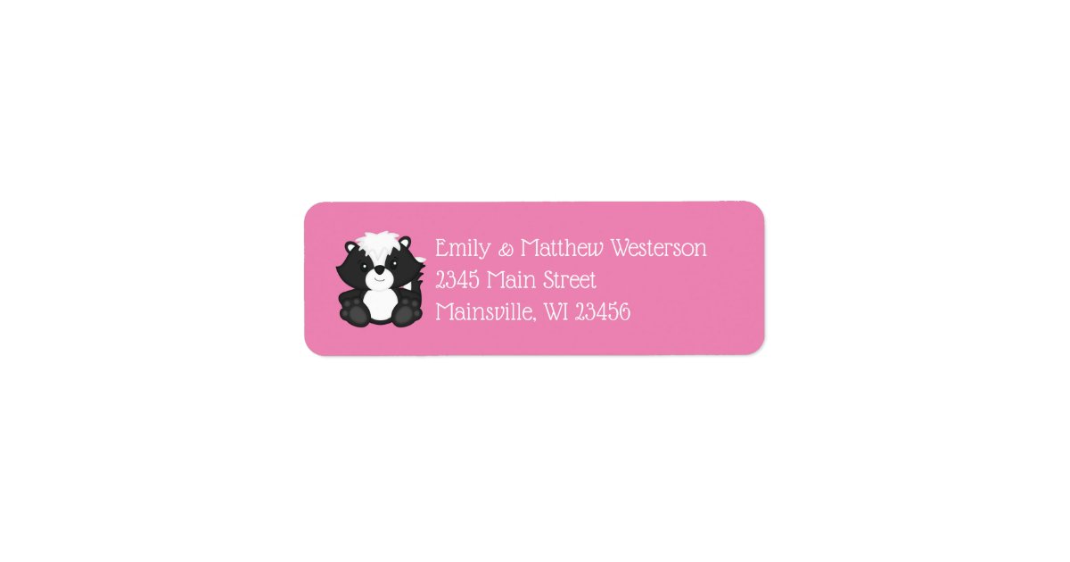 Skunk Baby Shower Pink Label | Zazzle