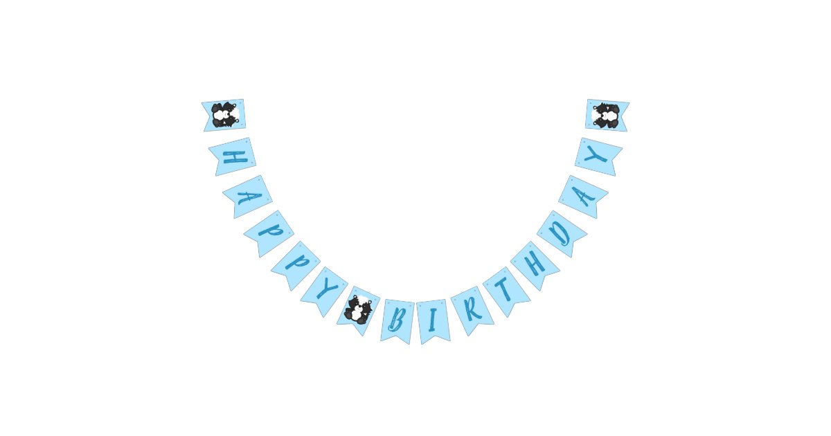 Skunk Birthday Party Blue Bunting Flags | Zazzle