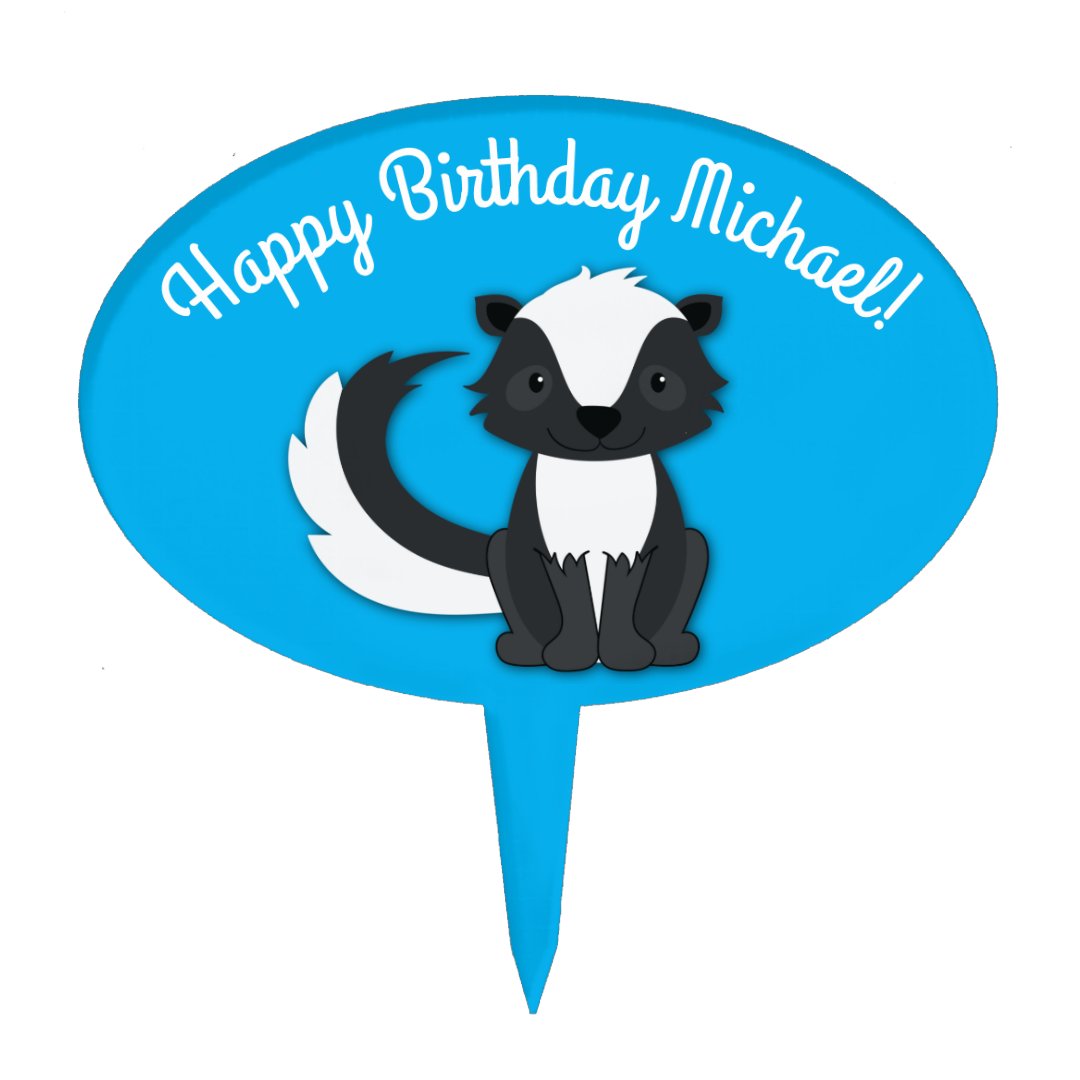 Skunk Birthday Party Kids Cake Topper | Zazzle