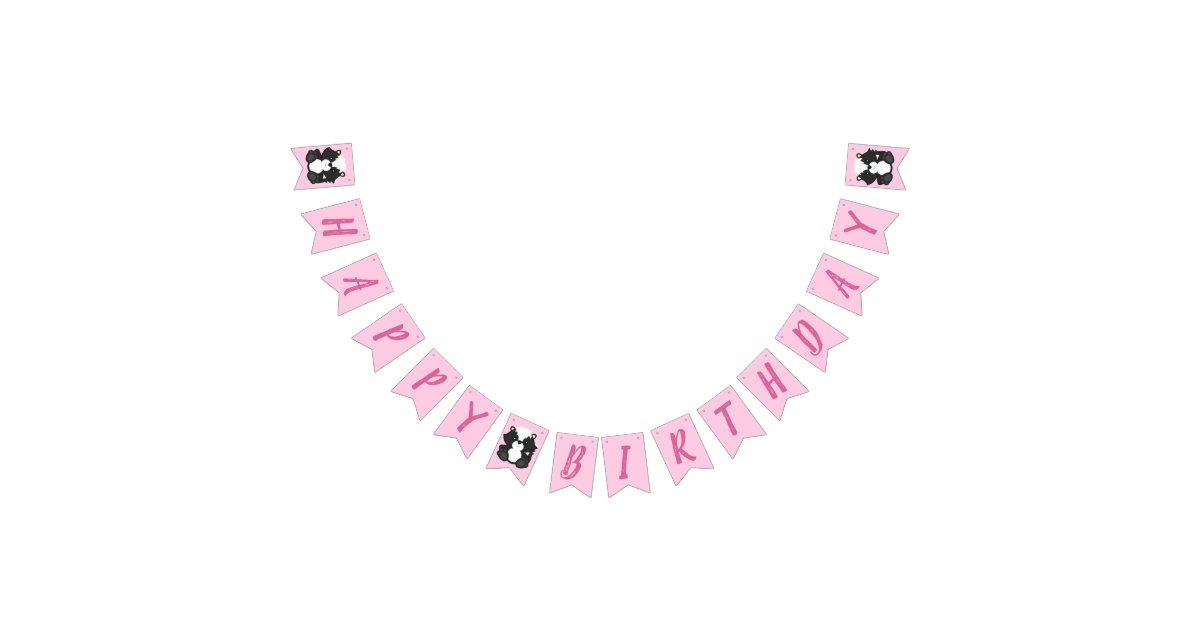 Skunk Birthday Party Pink Bunting Flags | Zazzle
