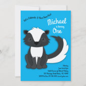 Skunk Cute Kids 1st Birthday Party Blue Boys Invitation | Zazzle