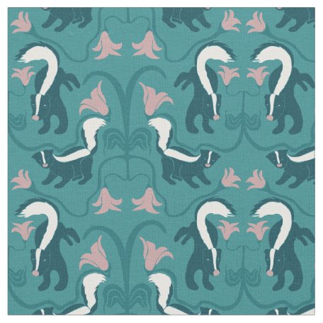 Skunks and Flowers Fabric | Zazzle