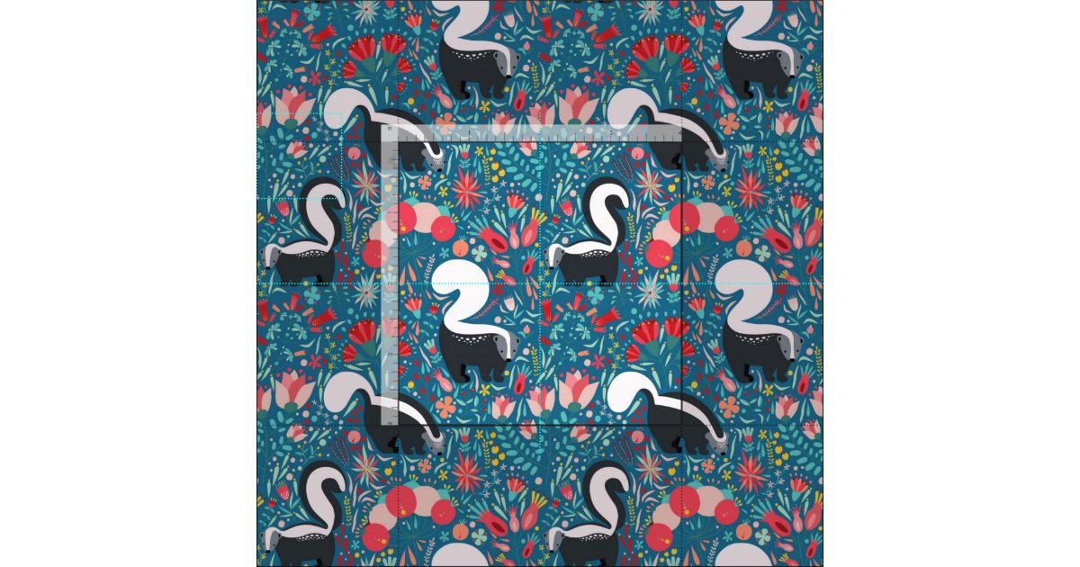 Skunks and Flowers Fabric | Zazzle