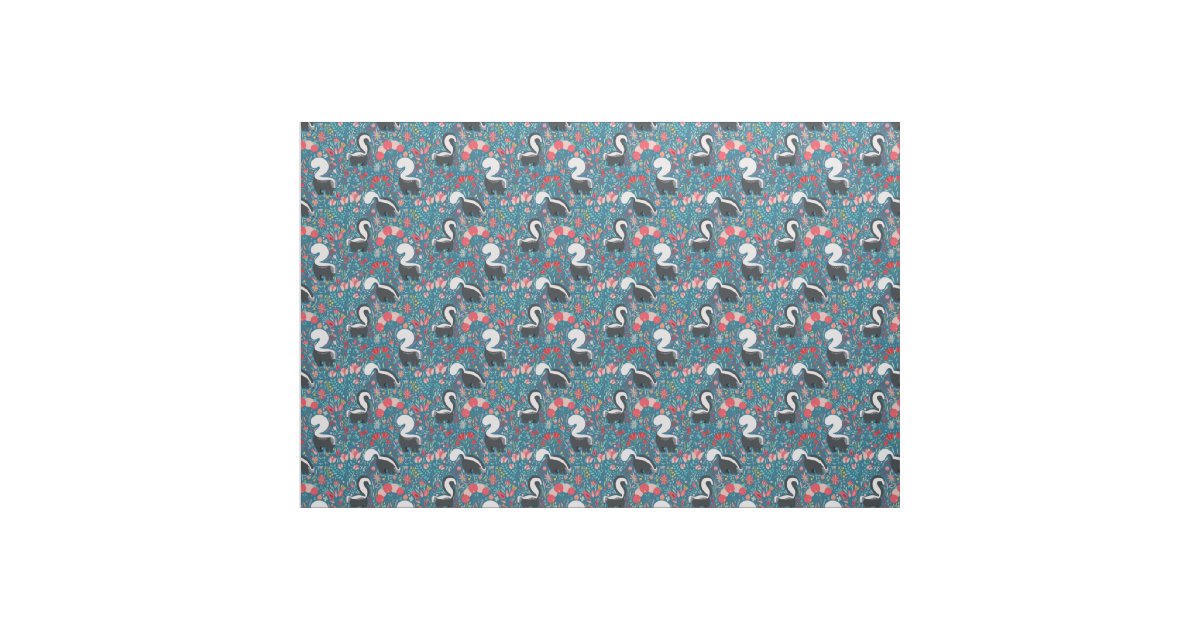Skunks and Flowers Fabric | Zazzle