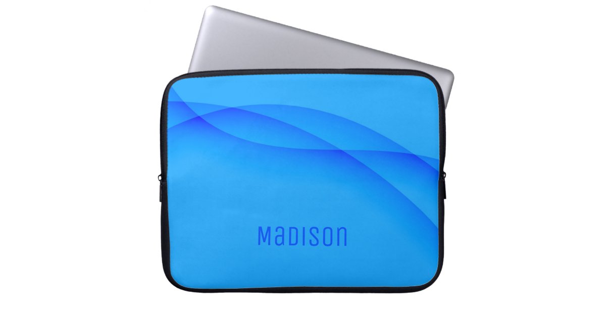 Sky Blue Abstract Background and Customization Laptop Sleeve | Zazzle