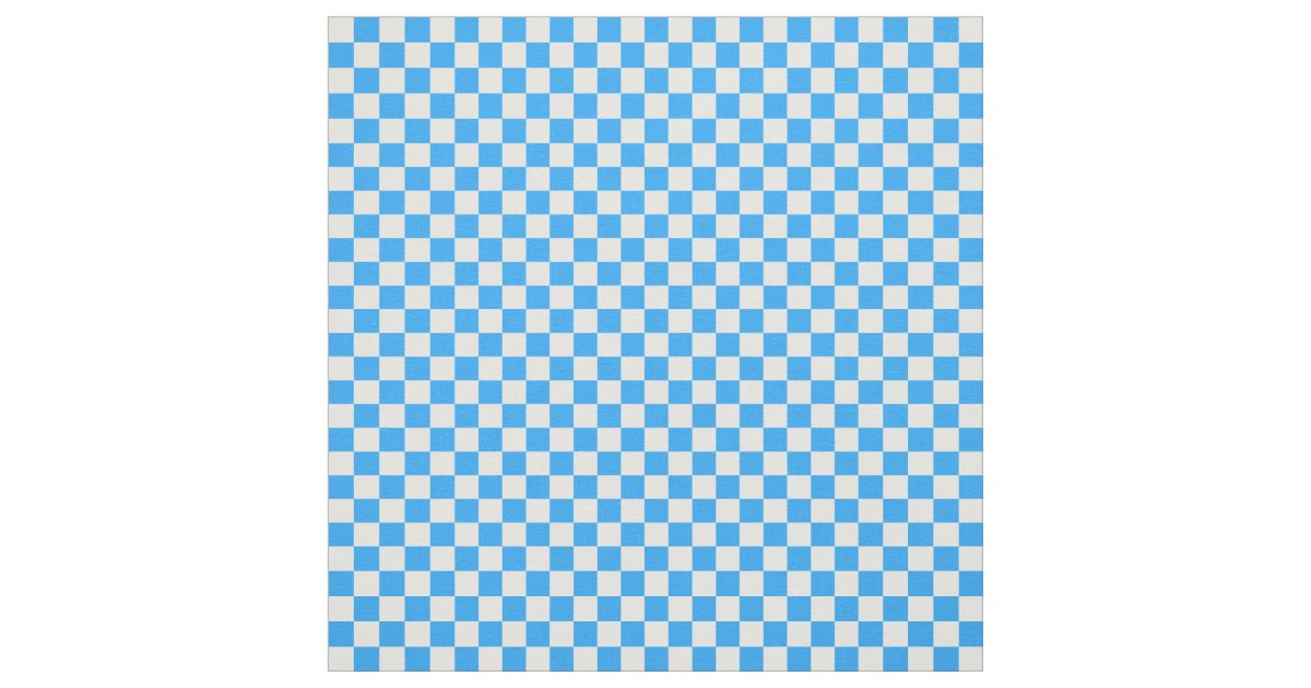 Sky Blue and White Checkerboard Pattern Fabric | Zazzle