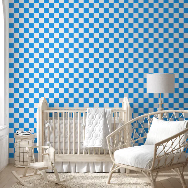 Sky Blue and White Checkerboard Pattern Wallpaper | Zazzle