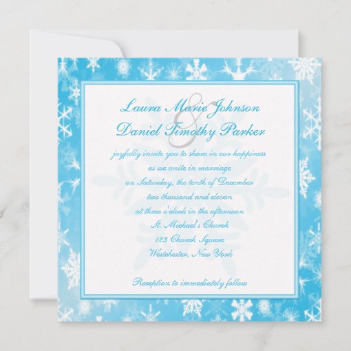 Sky Blue and White Snowflakes Wedding Invitation | Zazzle