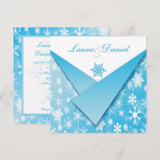 Sky Blue and White Snowflakes Wedding Invitation | Zazzle