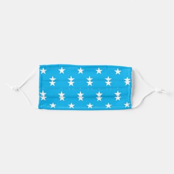 Sky Blue and White Stars Pattern Adult Cloth Face Mask | Zazzle