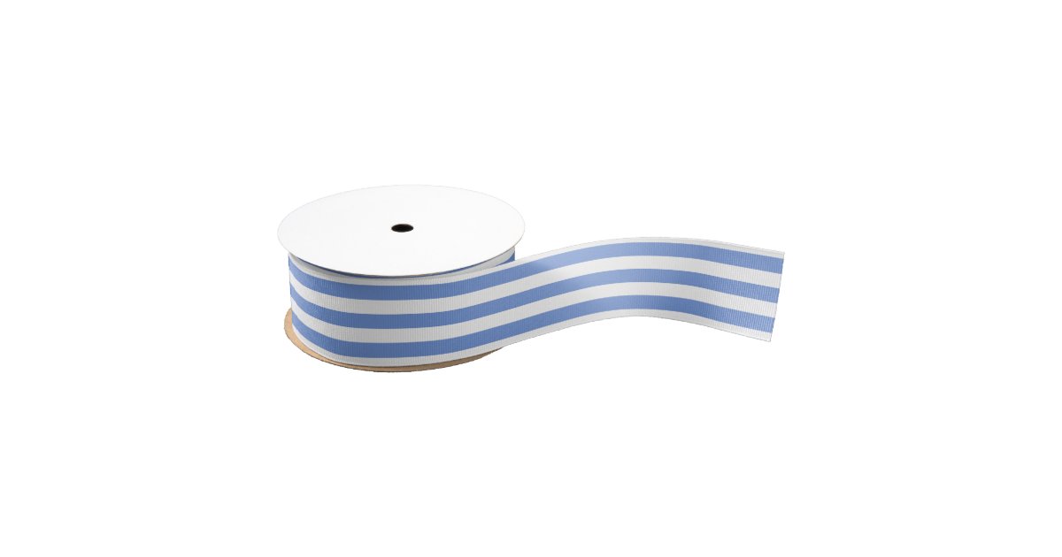 Sky Blue and White Striped Grosgrain Ribbon | Zazzle