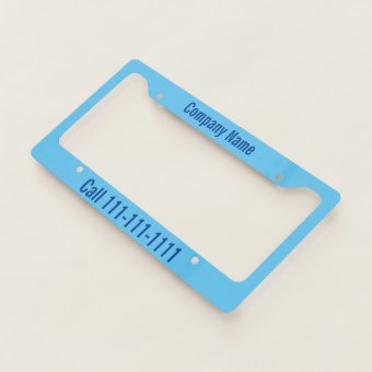 Sky Blue Company Ad with Phone Number License Plate Frame | Zazzle