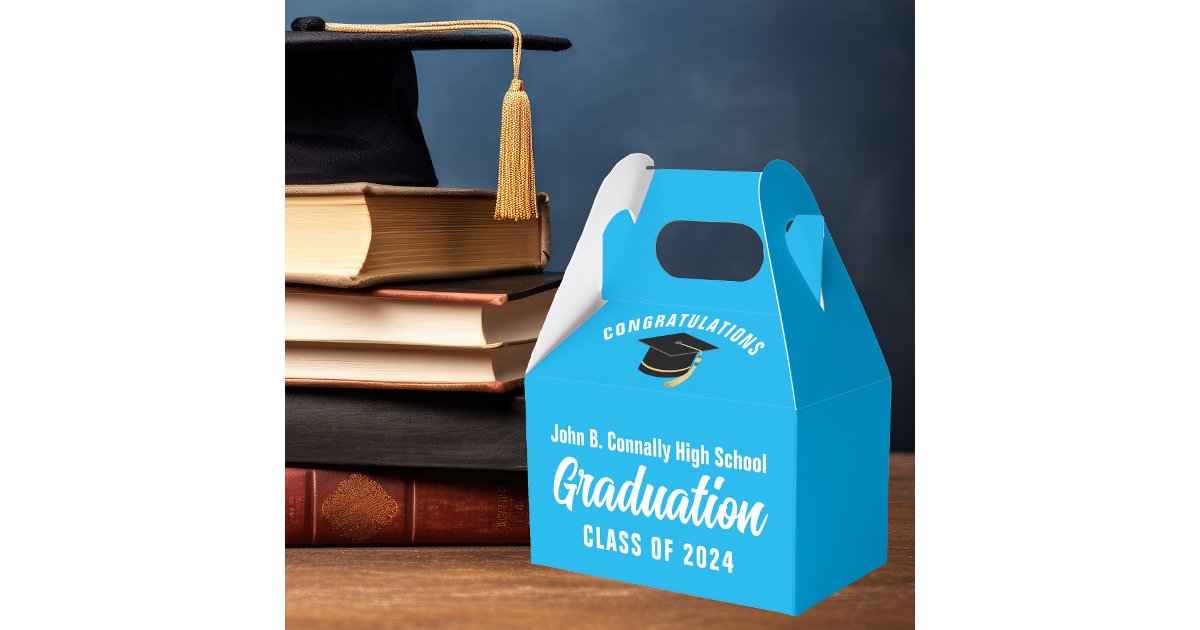 Sky Blue Congratulations Graduate Cute Graduation Favor Boxes | Zazzle