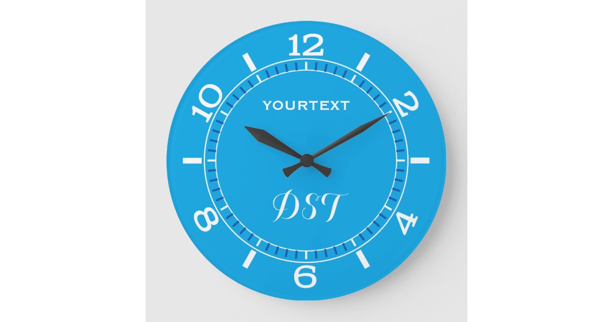 Sky Blue Decor Dial Easily Personalize This Large Clock | Zazzle