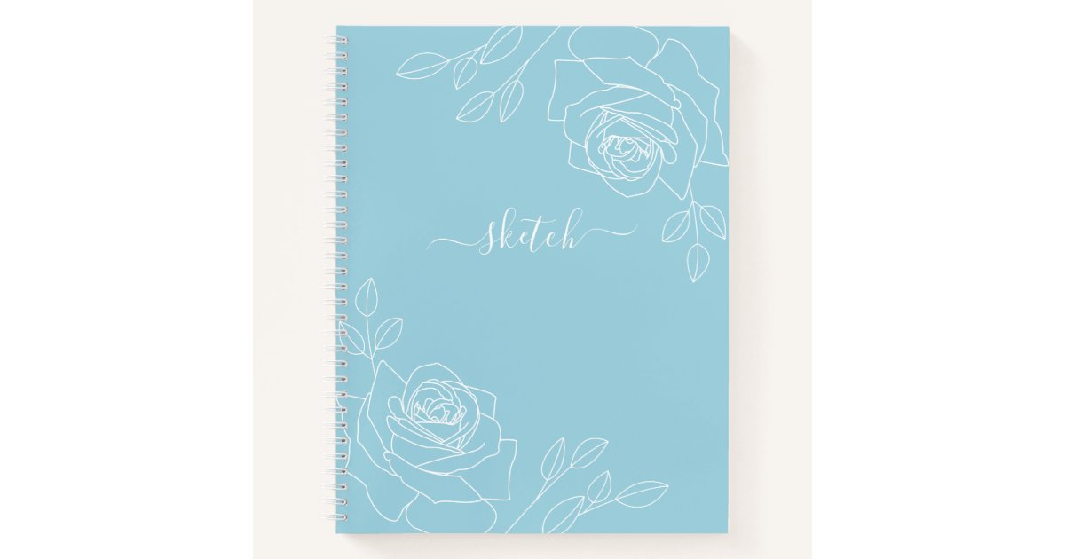 Sky Blue Elegant Floral Sketchbook Notebook | Zazzle