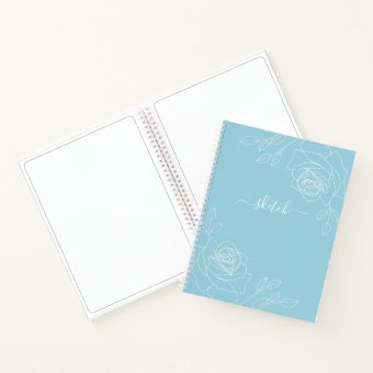 Sky Blue Elegant Floral Sketchbook Notebook | Zazzle