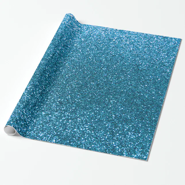 Sky blue glitter wrapping paper | Zazzle