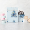 Sky Blue Gold Christmas Trees Wrapping Paper | Zazzle
