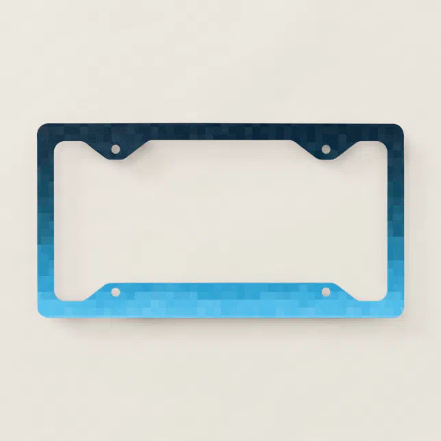 sky blue gradient | pixel square blocks | license plate frame | Zazzle