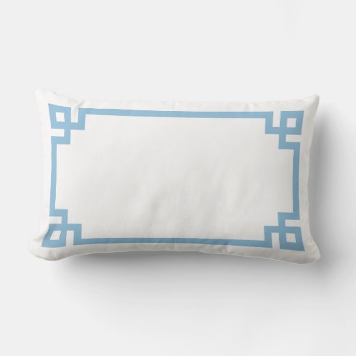 Sky Blue Greek Key Border Lumbar Pillow | Zazzle
