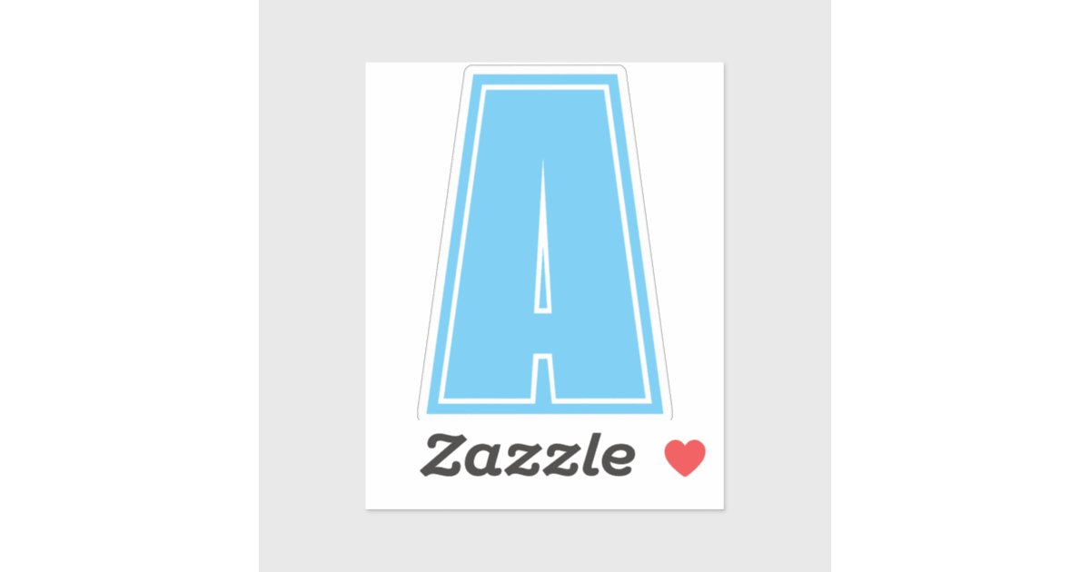Sky Blue Initial Monogram Calligraphy Chic Sticker | Zazzle
