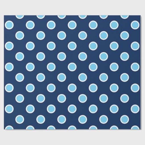 Sky Blue Polka Dots on Navy Wrapping Paper | Zazzle