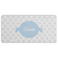 Sky Blue Quatrefoil Personalized License Plate | Zazzle
