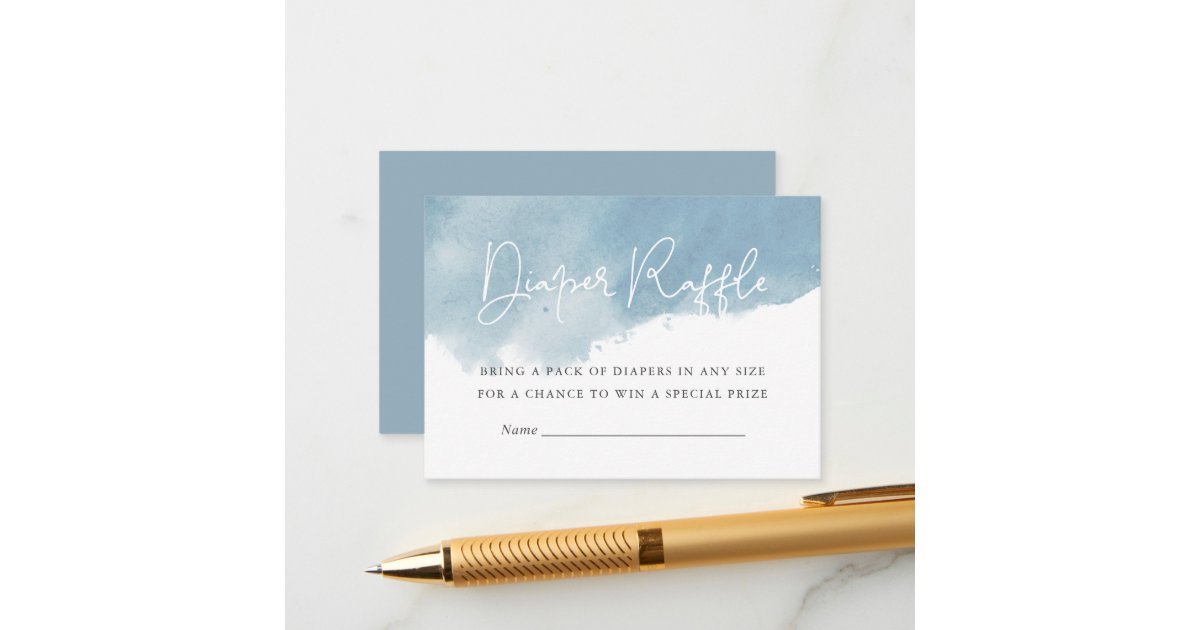 Sky Blue Watercolor Baby Shower Diaper Raffle Card | Zazzle
