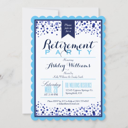 Sky Blue, White, Navy Blue Retirement Party Invitation | Zazzle.com