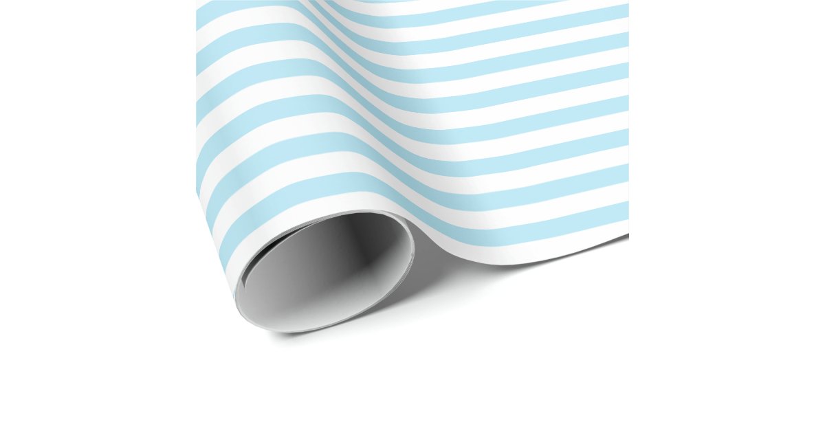 Sky Blue | White Stripe Wrapping Paper | Zazzle
